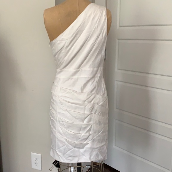 Aryn K | Dresses | 325 Aryn K One Shoulder Pleated Graduation Dress White M | Poshmark